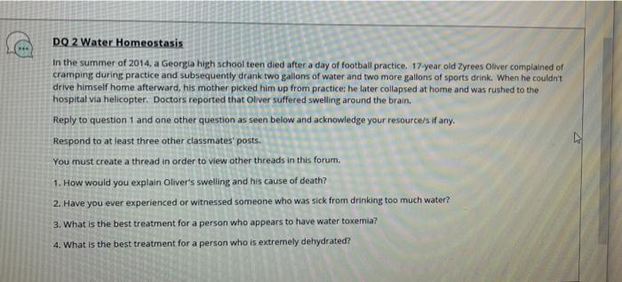 Solved DO 2 Water Homeostasis In the summer of 2014, a | Chegg.com
