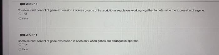 Solved Question 10 Combinatorial Control Of Gene Expression 6202