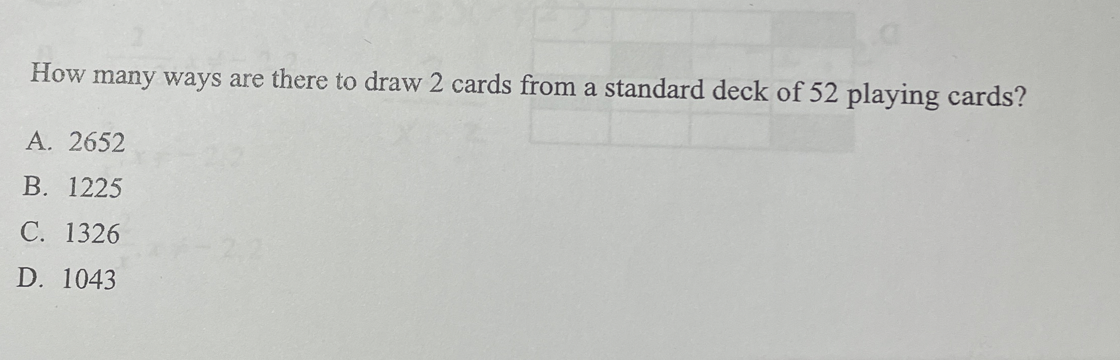 Solved How many ways are there to draw 2 ﻿cards from a | Chegg.com