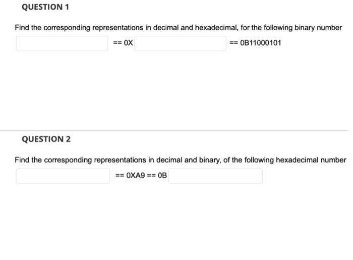 Solved QUESTION 1 Find the corresponding representations in | Chegg.com