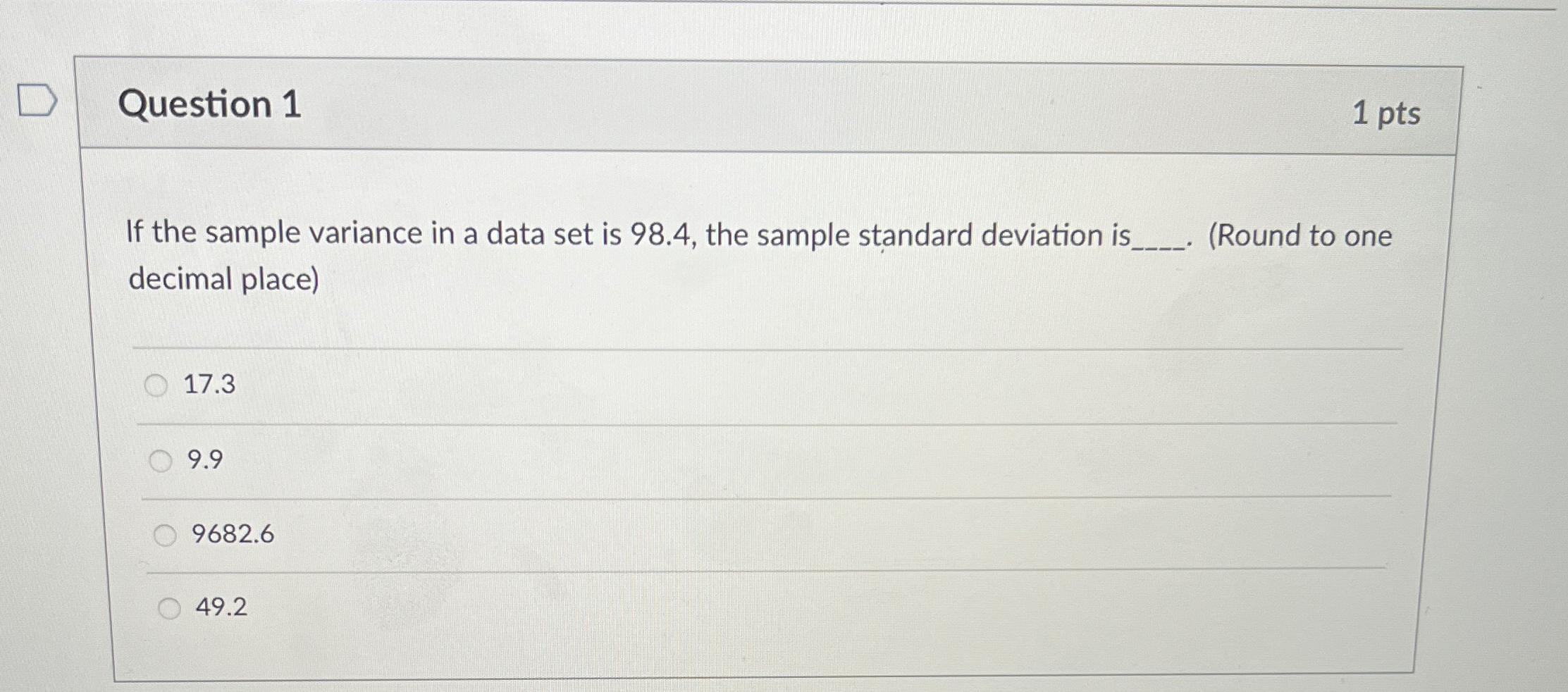 Solved Question 11 ﻿ptsIf the sample variance in a data set | Chegg.com