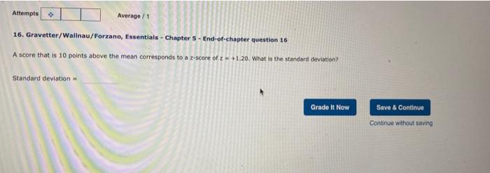 Solved 16. Gravetter/Wallnau/Forzano, Essentials - Chapter 5 | Chegg.com