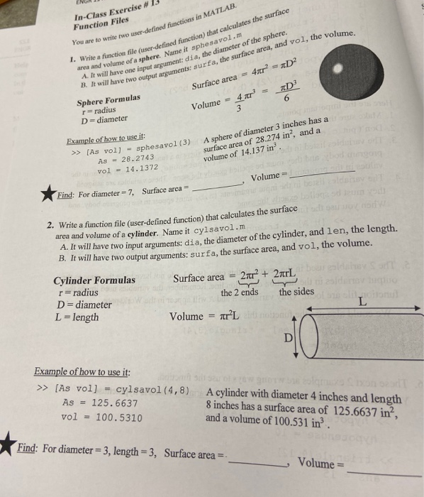 (Solved) : Engri Class Exercise 13 Function Files Write User Defined ... (Solved) : Engri Class Exercise 13 Function Files Write User Defined ...