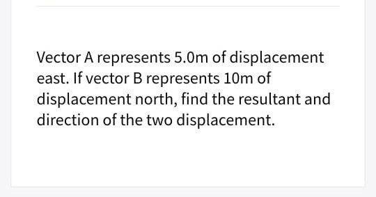Solved Vector A represents 5.0m of displacement east. If | Chegg.com