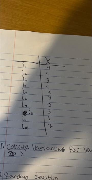 Solved 11 Calcute Variance for va so S2 Standard devationII | Chegg.com