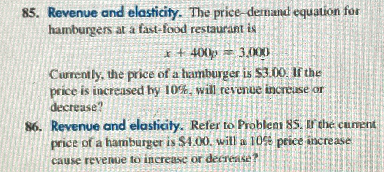 Solved Revenue and elasticity. The price-demand equation for | Chegg.com