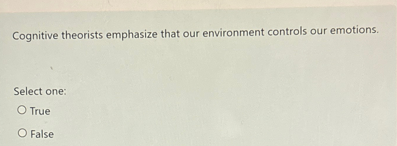 Cognitive theorists emphasize that our environment | Chegg.com