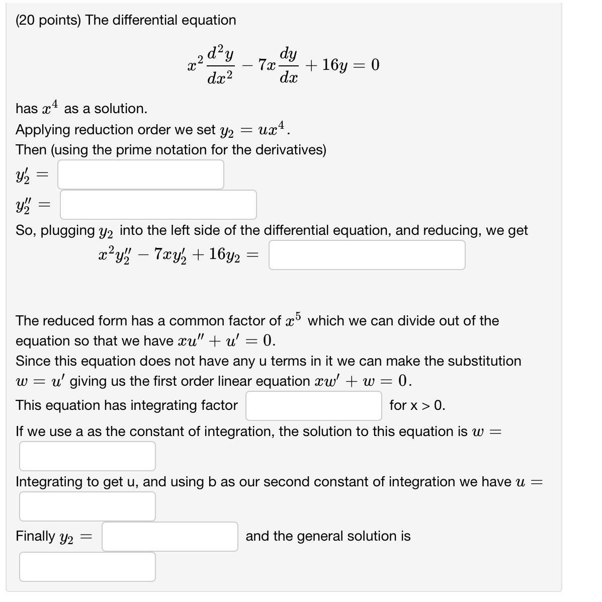 Solved (20 ﻿points) ﻿The differential | Chegg.com