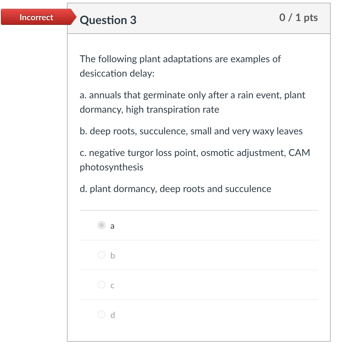 Solved The following plant adaptations are examples | Chegg.com