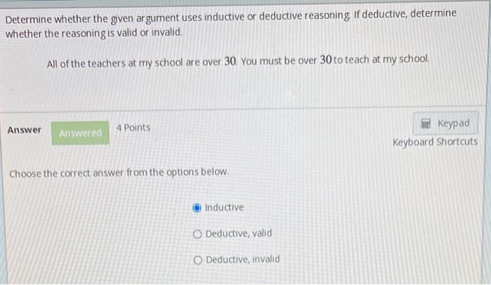 Solved Determine whether the given argument uses inductive | Chegg.com