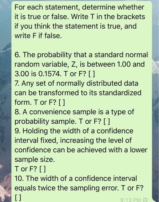 Solved For each statement, determine whether it is true or | Chegg.com