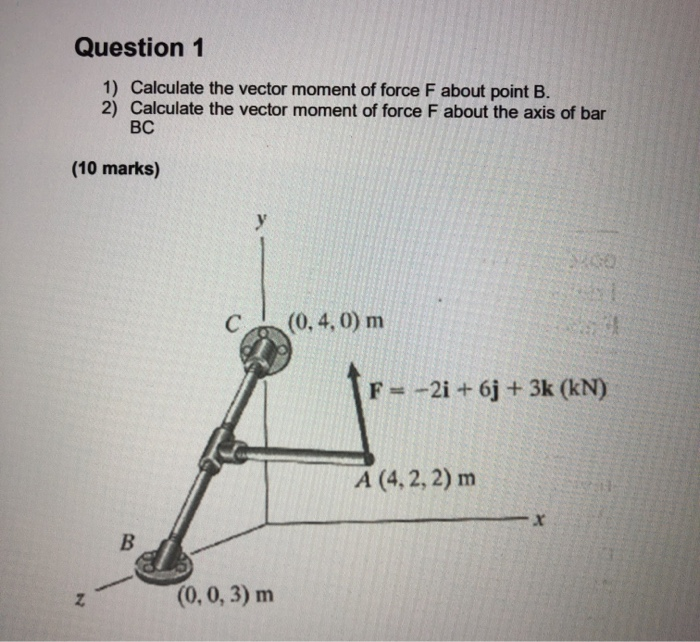 Solved Question 1 1) Calculate the vector moment of force F | Chegg.com