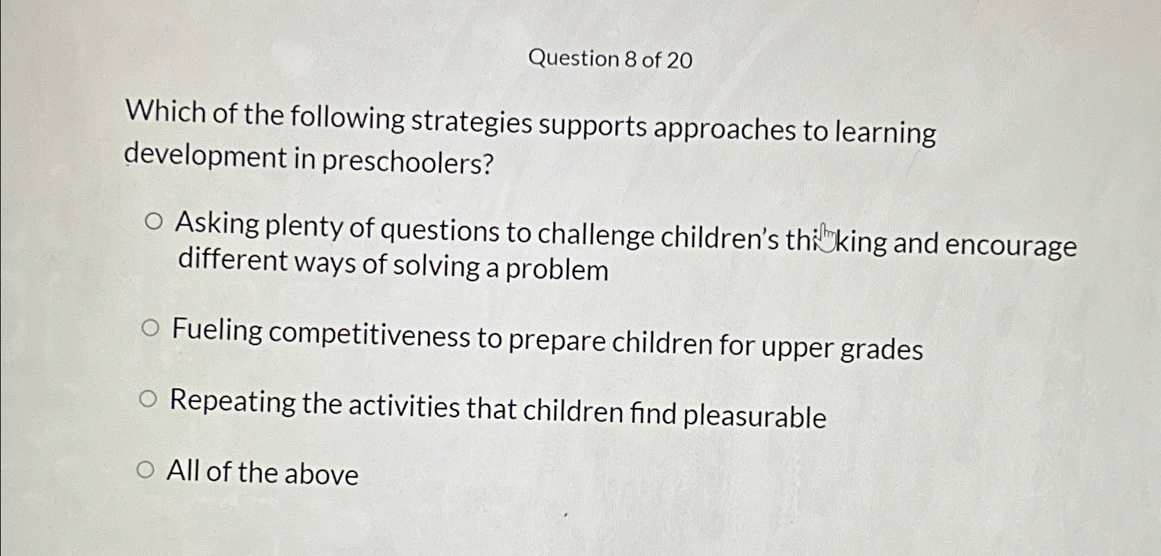 Solved Question 8 ﻿of 20Which of the following strategies | Chegg.com