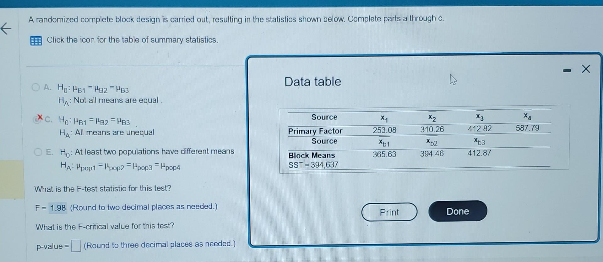 Solved A randomized complete block design is carried out, | Chegg.com