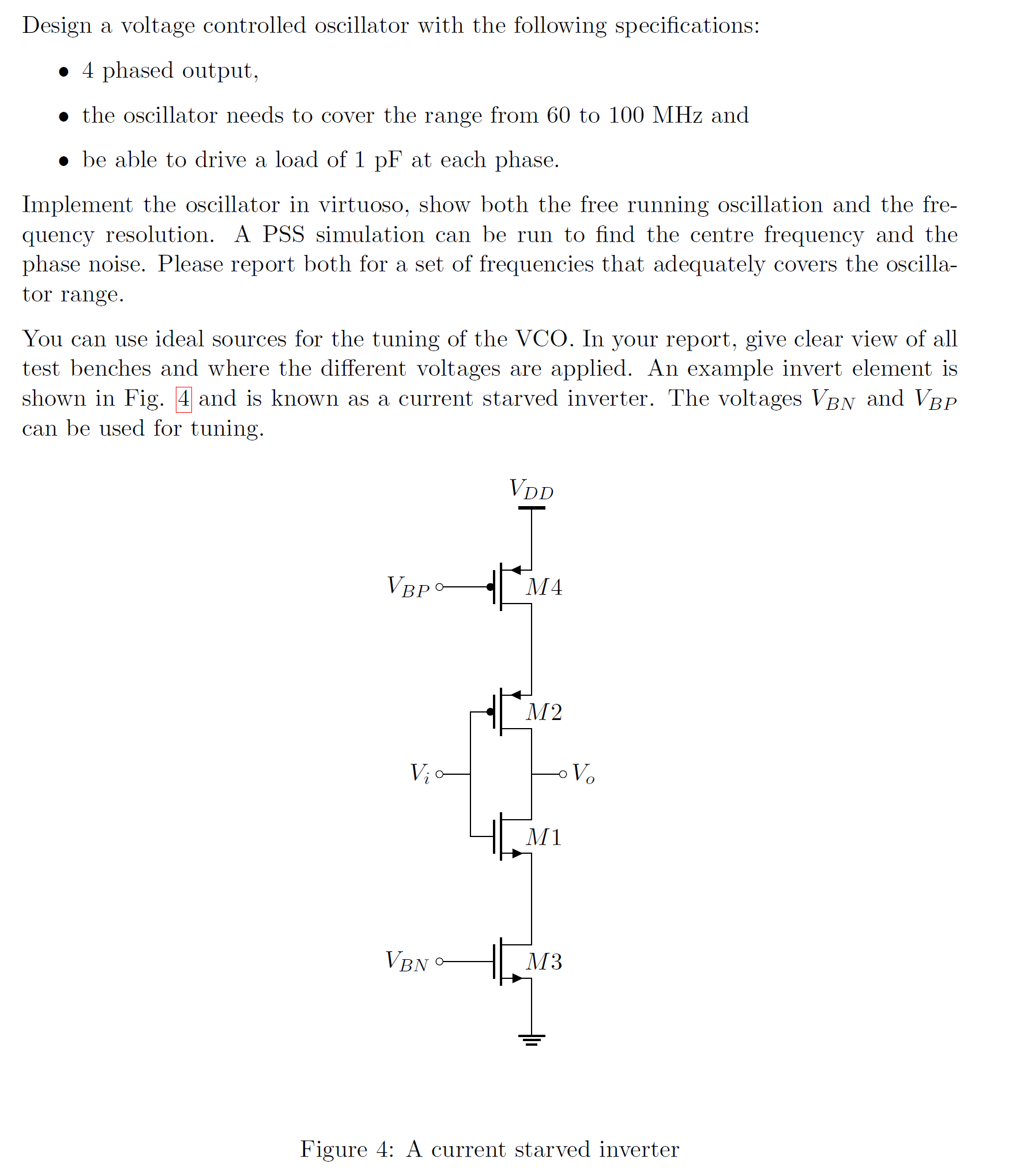 Solved Design a voltage controlled oscillator with the | Chegg.com