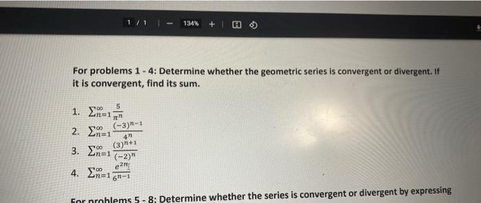 Solved For problems 1-4: Determine whether the geometric | Chegg.com