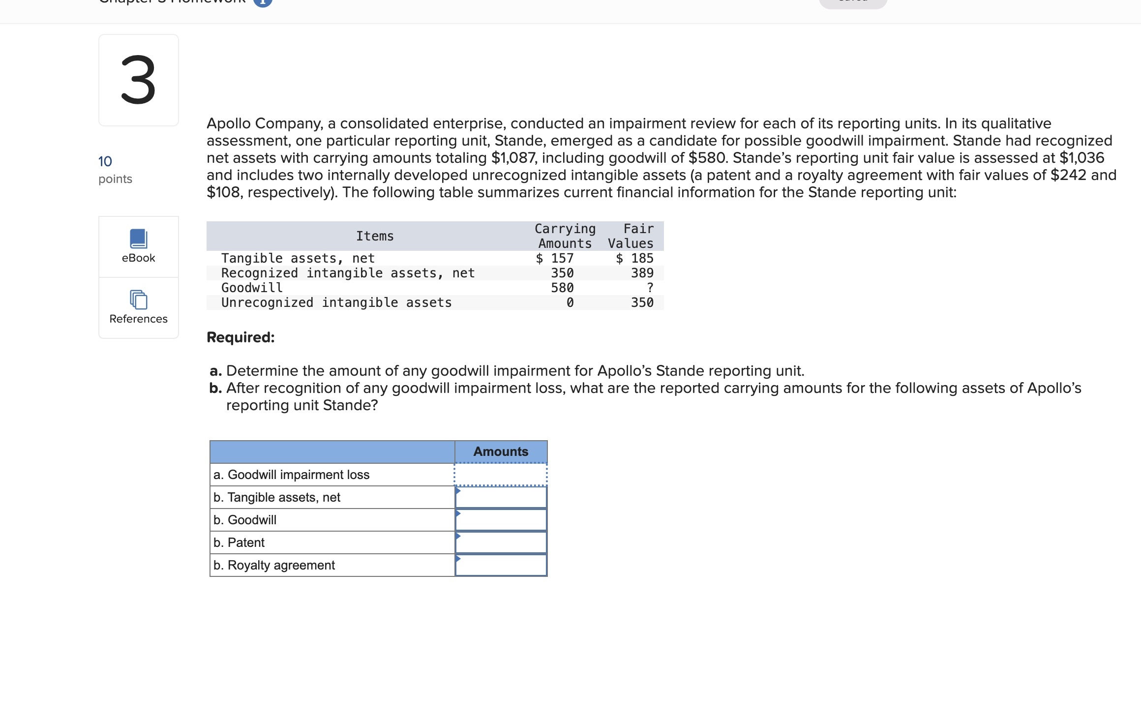 Solved Apollo Company, a consolidated enterprise, conducted | Chegg.com