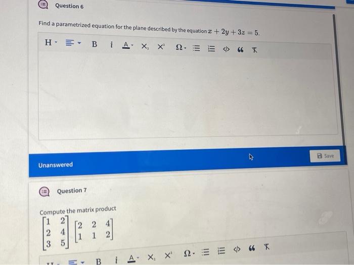 Solved Question 6 Find a parametrized equation for the plane | Chegg.com