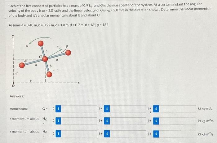 Solved Each of the five connected particles has a mass of | Chegg.com