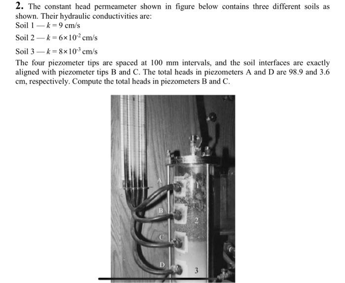 Solved 2. The constant head permeameter shown in figure | Chegg.com