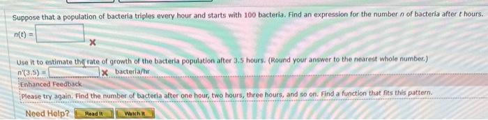 Solved Suppose that a population of bacteria triples every | Chegg.com