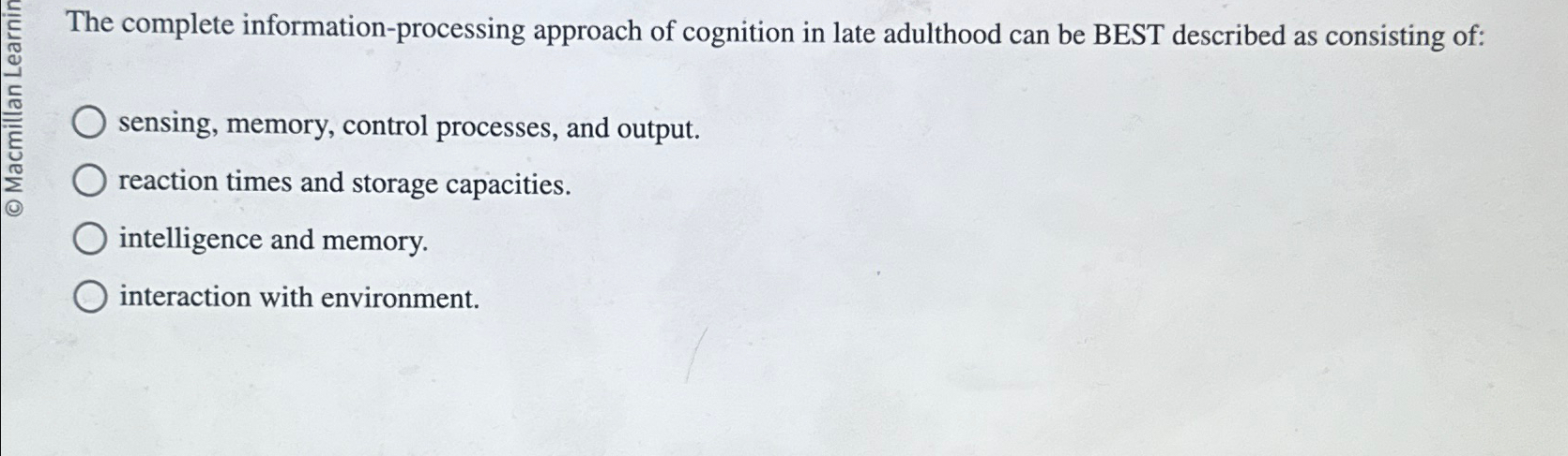 Solved The complete information-processing approach of | Chegg.com