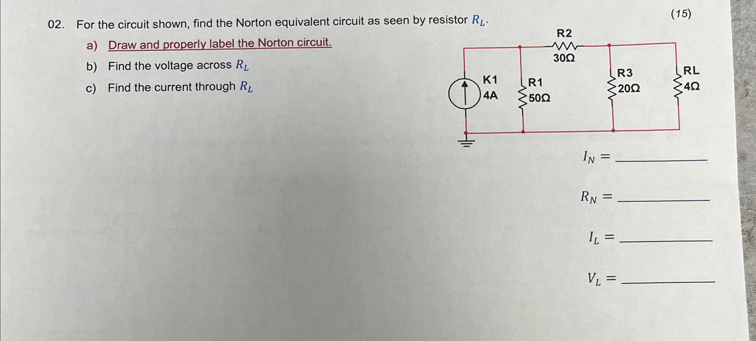 Solved For the circuit shown, find the Norton equivalent | Chegg.com