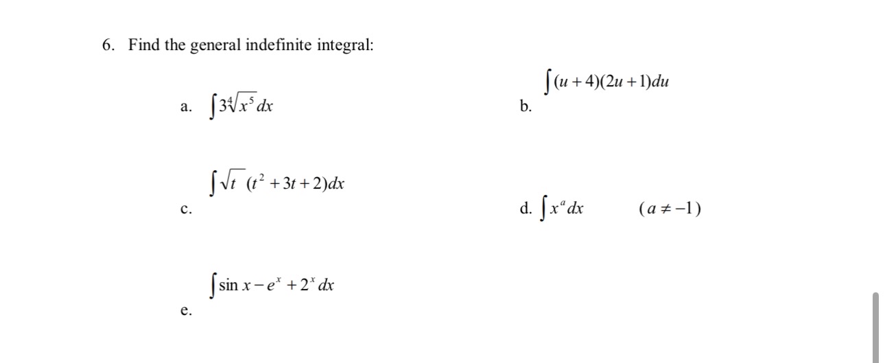 Solved Find the general indefinite | Chegg.com