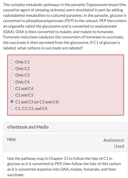 The complex metabolic pathways in the parasite | Chegg.com