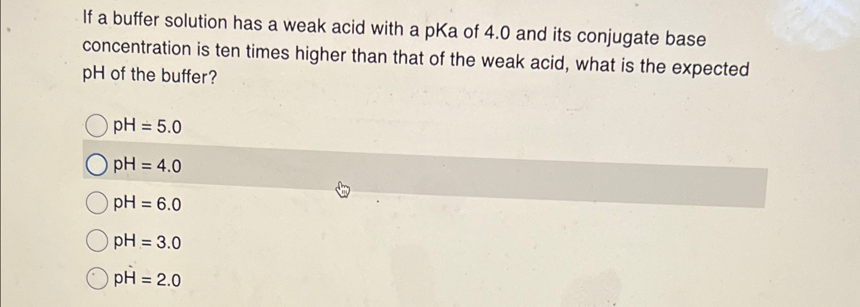 Solved If a buffer solution has a weak acid with a pKa of | Chegg.com