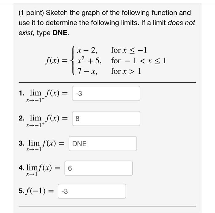 Solved (1 point) Sketch the graph of the following function | Chegg.com