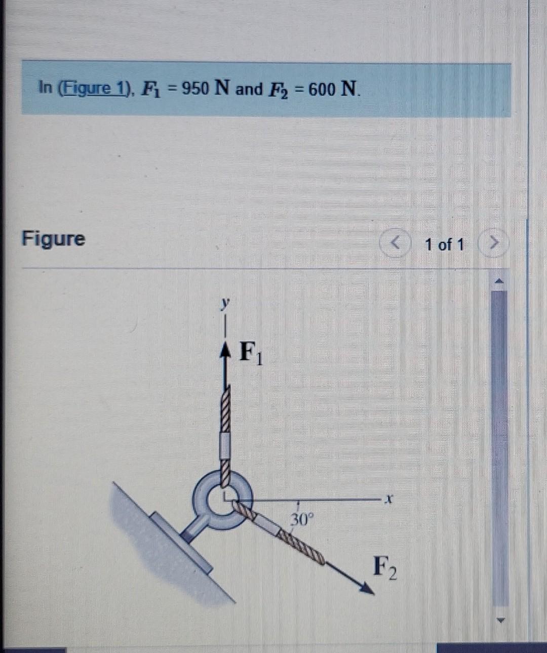Solved ln (Figure 1), F1=950 N and F2=600 N. FigureDetermine | Chegg.com