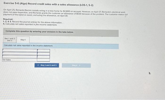 Solved Exercise 5-6 (Algo) Record credit sales with a sales | Chegg.com