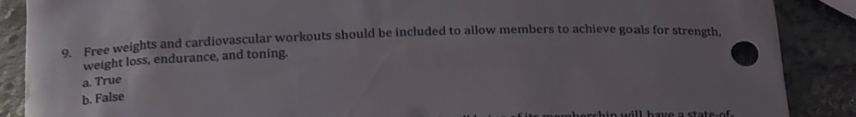 Solved Free weights and cardiovascular workouts should be | Chegg.com
