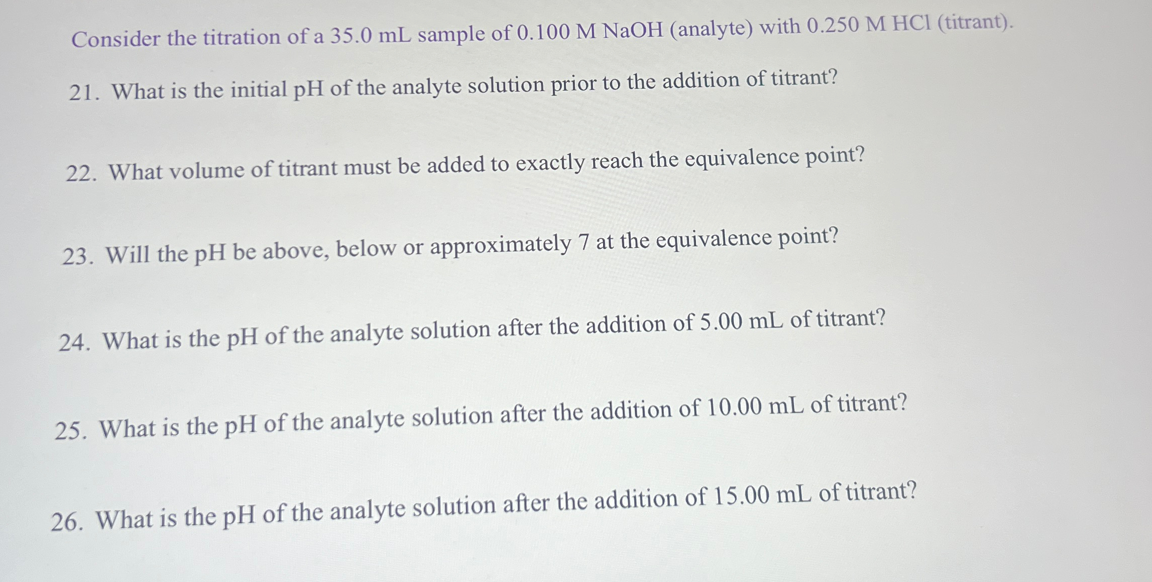 Consider the titration of a 35.0mL ﻿sample of | Chegg.com
