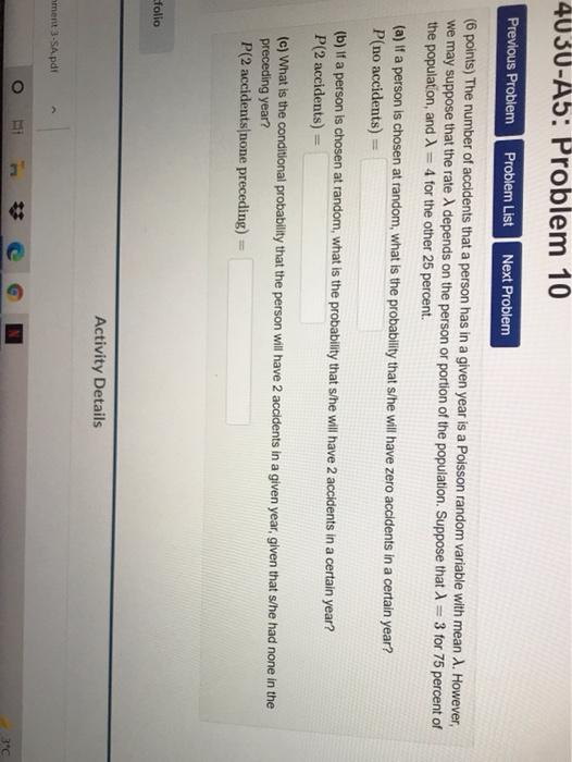 Solved 4030-A5: Problem 10 Previous Problem Problem List | Chegg.com