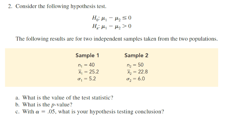 Solved Consider the following hypothesis | Chegg.com