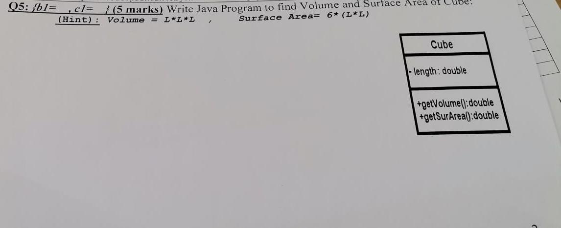 Solved Q5: {bl= , cl= }(5 marks) Write Java Program to find | Chegg.com