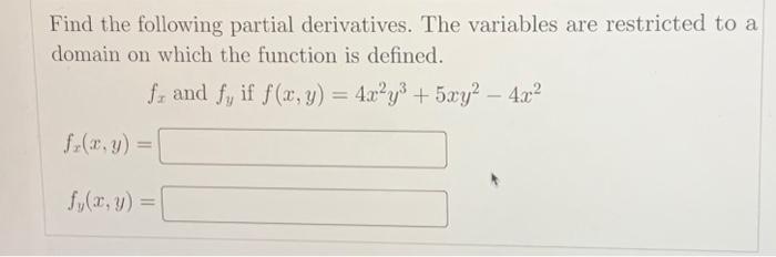 Solved Find the following partial derivatives. The variables | Chegg.com