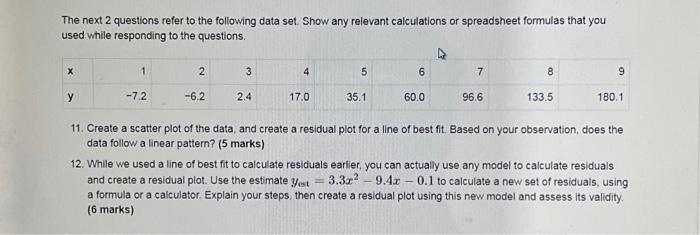 Solved The next 2 questions refer to the following data set. | Chegg.com