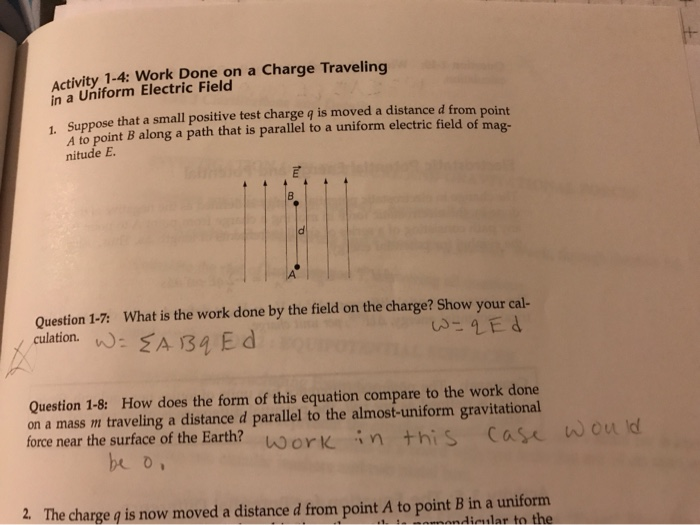 Solved Activity 1-4: Work Done on a Charge Traveling in a | Chegg.com