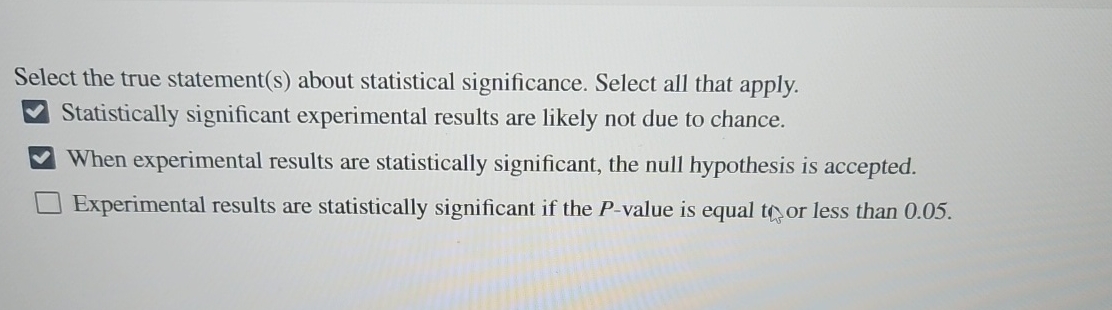 Solved Select the true statement(s) ﻿about statistical | Chegg.com