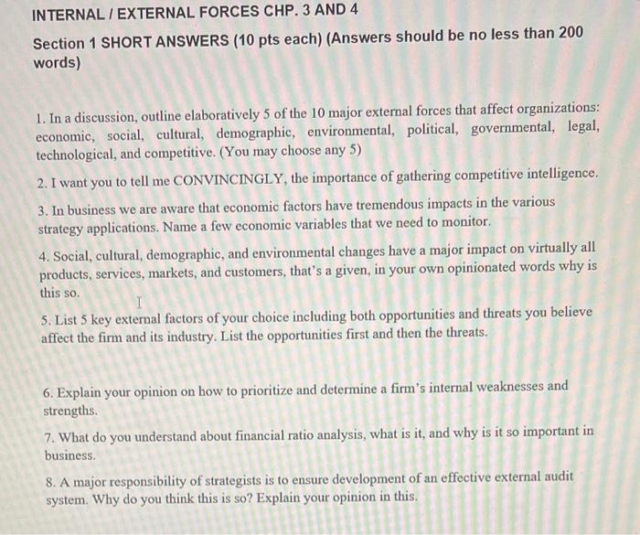 Solved INTERNAL / EXTERNAL FORCES CHP. 3 AND 4 Section 1 | Chegg.com