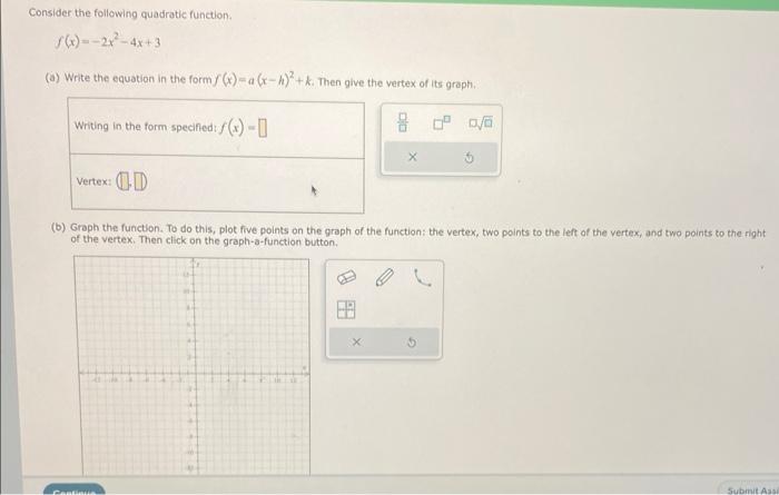 Solved Consider the following quadratic function. | Chegg.com
