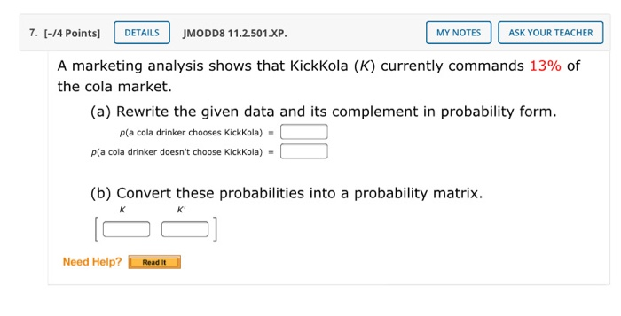 Solved 7. [-14 Points) DETAILS JMODD8 11.2.501.XP. MY NOTES | Chegg.com Solved 7. [-14 Points) DETAILS JMODD8 11.2.501.XP. MY NOTES | Chegg.com