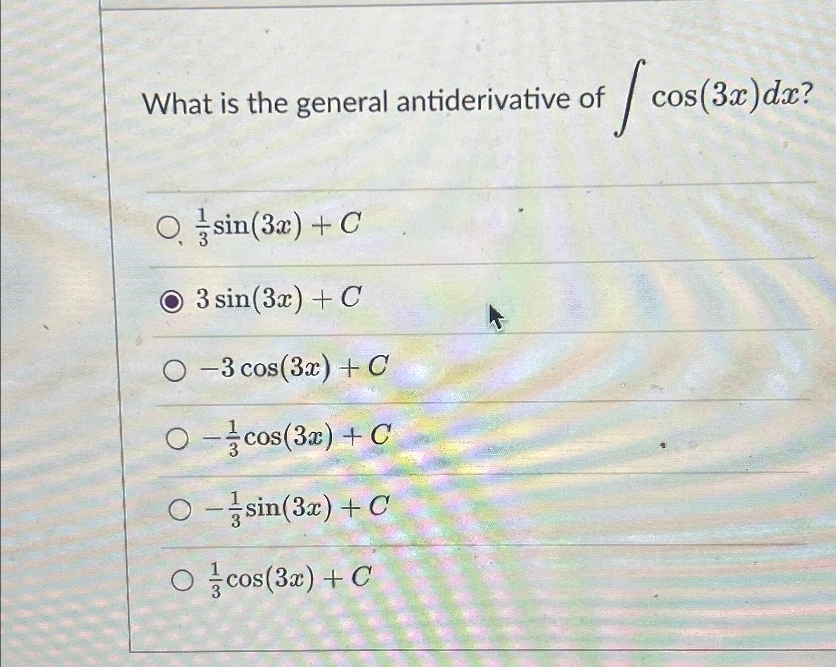 Solved What is the general antiderivative of | Chegg.com