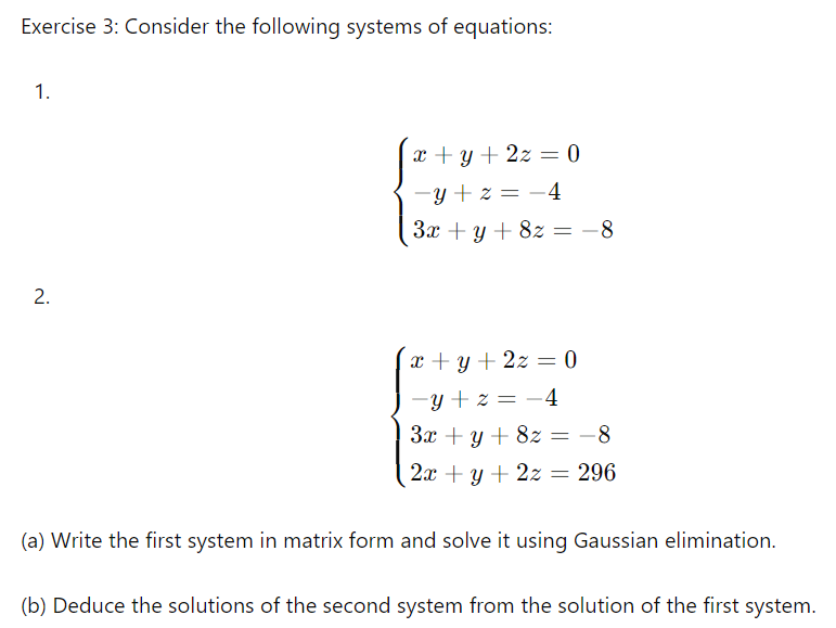 Solved Exercise 3: Consider the following systems of | Chegg.com
