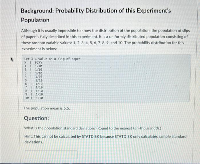 Solved Background: Probability Distribution of this | Chegg.com