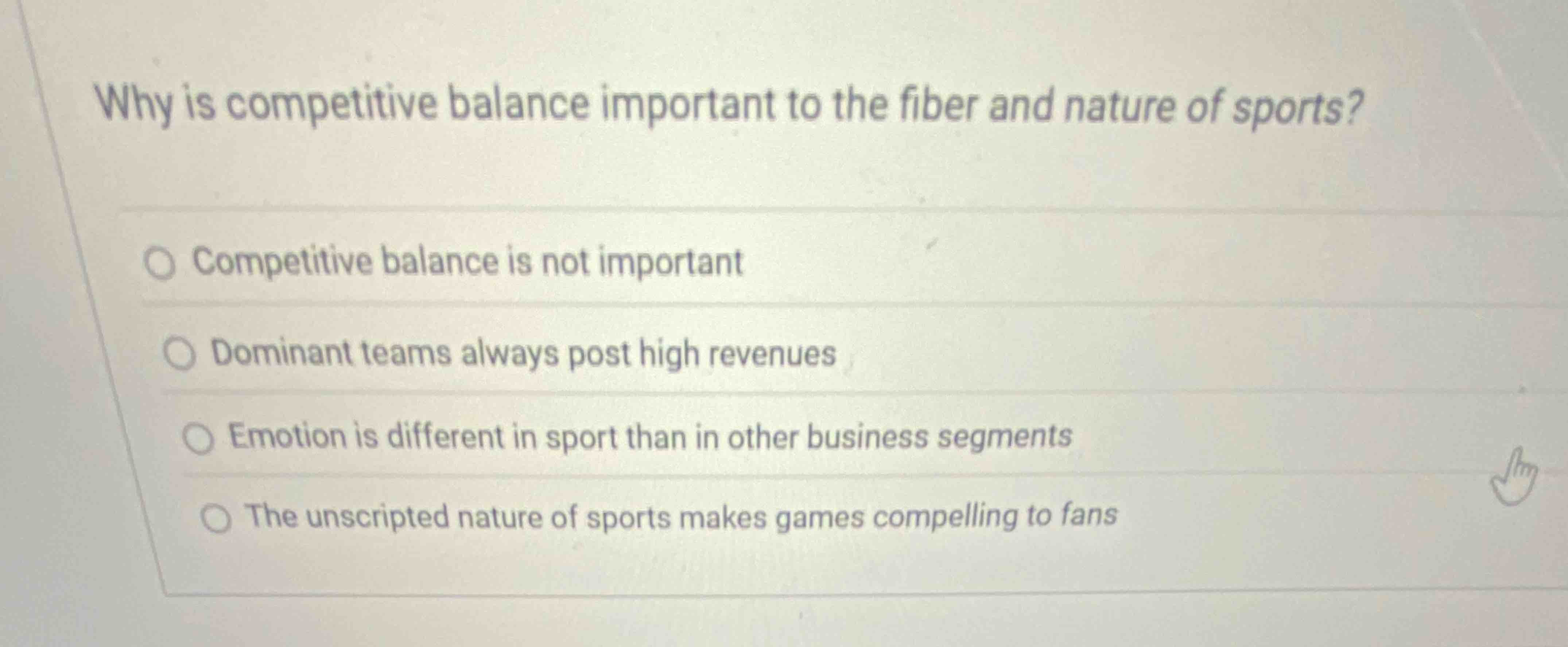 Solved Why is competitive balance important to the fiber and | Chegg.com