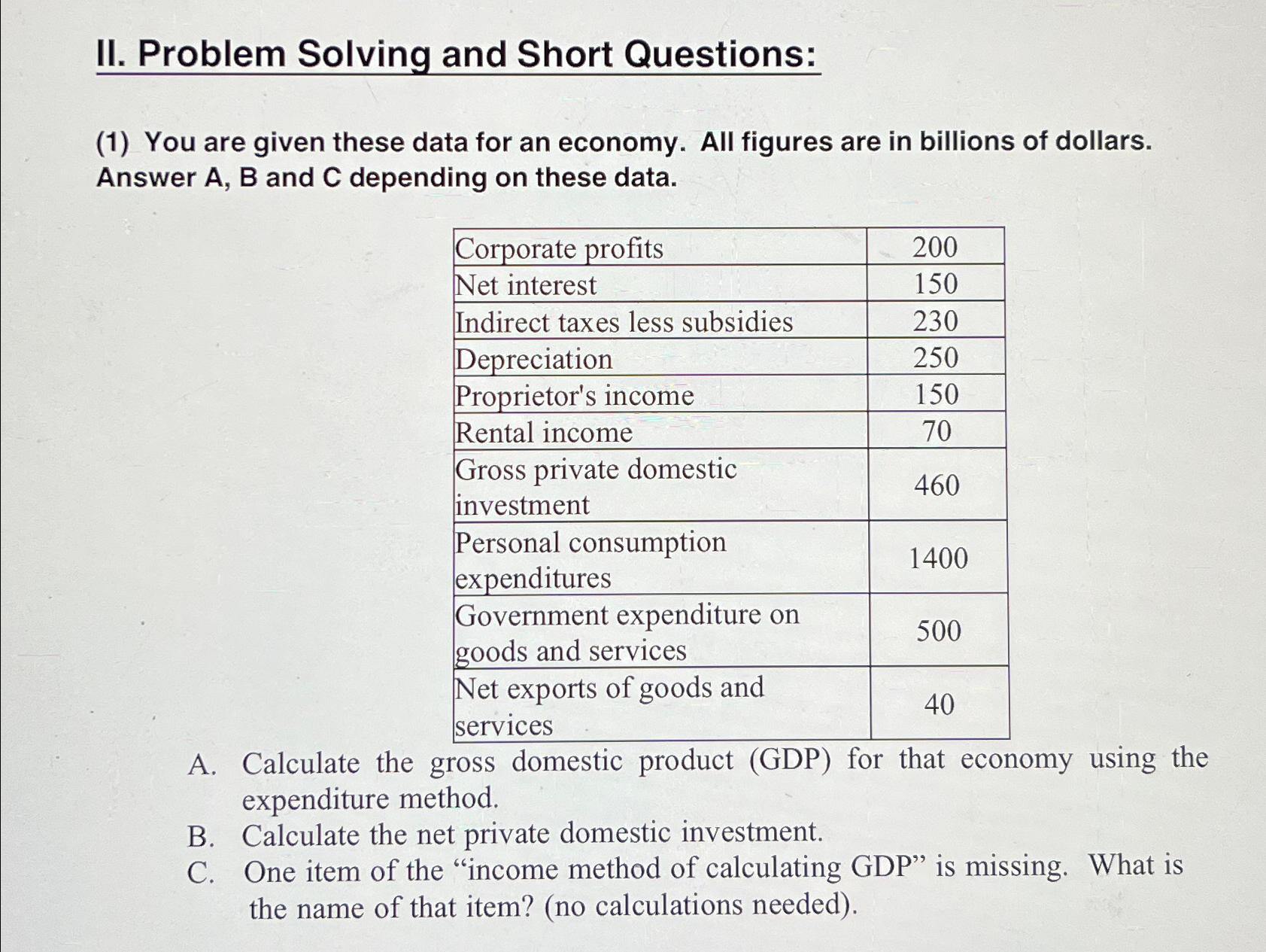 Solved II. ﻿Problem Solving and Short Questions:(1) ﻿You are | Chegg.com